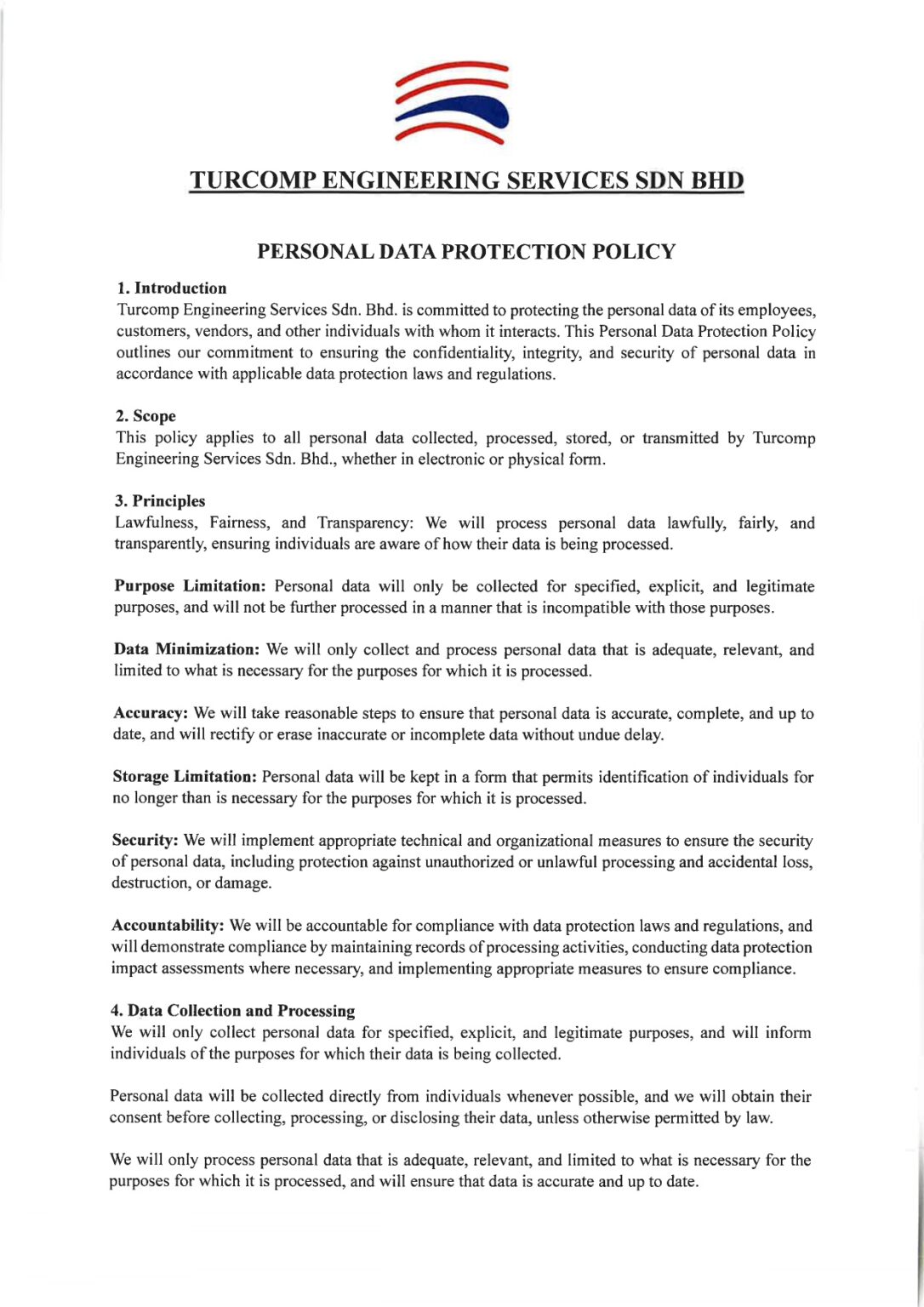 POLICY DATA PROTECTION – Turcomp